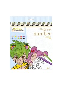 Clairefontaine Avenue Mandarine GY108C - Graffy Pop Number, 24 Zeichnungen zum Ausmalen (12 Designs x 2), Manga, 1 Stück
