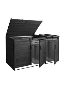 XL 3er-/6er-Mülltonnenverkleidung MCW-H75b, Mülltonnenbox, erweiterbar 121x66x92cm Holz FSC-zertifiziert ~ anthrazit