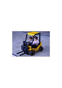 ES-Toys Kinder Elektrofahrzeug Gabelstapler Fernbedienung Musikfunktion Gurt gelb