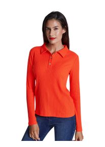 Madeleine Mode MADELEINE Rippshirt mit Knopfleiste Damen hummer / orange