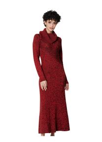 Madeleine Mode MADELEINE Strickkleid mit asymmetrischen Carmen-Kragen Damen johannisbeere/schwarz / rot
