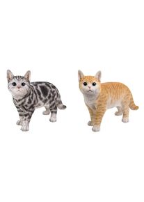 Dehner Dekofigur Katze stehend getigert, ca. 40 x 16 x 29 cm, Polyresin, grau & Dekofigur Katze stehend, ca. 40 x 16 x 29 cm, Polyresin, rotbraun