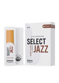 Rico D'Addario Organisch Select Jazz Unfiled Alto Saxophon-Stimmzungen - Saxophonrohre - Das erste und einzige Bio-Schilfrohr - 4 Mittel, 5 Packung