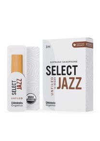 Rico D'Addario Organisch Select Jazz Unfiled Soprano Saxophon-Stimmzungen - Saxophonrohre - Das erste und einzige Bio-Schilfrohr - 3 Mittel, 5 Packung