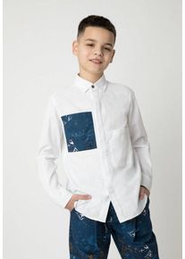 Gulliver Langarmhemd mit asymmetrischen Taschen, blau|weiß
