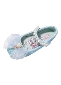 Generic Kinder Lederschuhe Damen Frühjahr und Herbst Prinzessin Schuhe Glitzer Rosa Blau Flache Einzelschuhe Baby-Mädchen-Schuhe (Sky Blue, 28 Little Child)