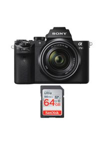 Sony Alpha a7II spiegellose Digitalkamera mit 28-70 mm f/3.5-5.6 Objektiv und SanDisk 64 GB SD-Karten-Bundle (2 Stück)
