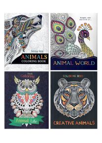 Malbuch-Set für Erwachsene: 4 Bücher – 4 Tierdruck-Malbücher – hochwertige dicke Seiten zum einfachen Ausreißen