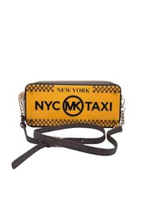 Michael Kors New York Taxi Nummernschild-Box, Kupplung, Crossbody, Braun