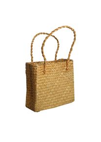 HEFUTE Stroh Papier und Bambus gewebt Handtasche, rechteckige Tasche mit Griff, grün, einfach, Bohemian Style Hand Portable dekorative Tasche 01