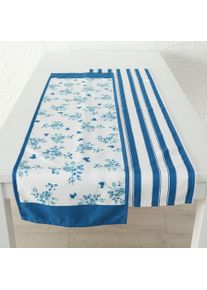 Boltze Tischläufer Marie, 2er Set, 140 x 40 cm, blau