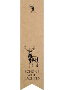 ratioform Verschlussetikett „Schöne Weihnachten“, Hirsch, beige, 35 x 135 mm
