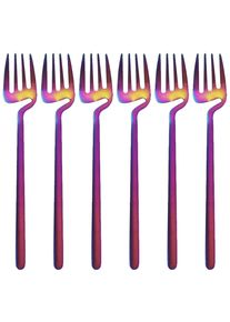 Generic 304 Stainless Steel Dessert Fork Set 6Pcs/Set Long Handle Dinner Forks Matte Forks,Regenbogen