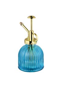Yardwe Glas-Pflanzennebel Vintage-Pflanzenschorle Sukkulenten-Bewässerungs-Sprühflasche Mit Goldfarbener Top-Pumpe (Blau)