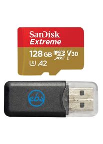 SanDisk Micro SDXC 128 GB Extreme Speicherkarte funktioniert mit DJI Drone Series Mavic 3 Classic (SDSQXAA-128G-GN6MN) V30 A2 4K UHD UHS-I Bundle mit (1) Alles außer Stromboli MicroSD Kartenleser