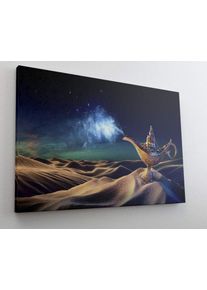 DesFoli Wüste Wunderlampe Nachts Leinwand Bild Wandbild Kunstdruck L0517 Größe 70 cm x 50 cm