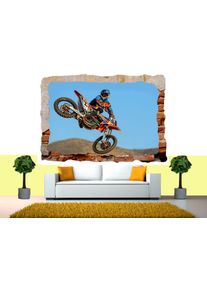 Generic 3D lebendige Wandtattoos Motocross Bike Stunt Dirt Racing 3D Smashed Wall View Sticker Poster Vinyl