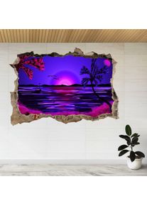 Generic 3D lebendige Wandtattoos Natürlicher Sonnenuntergang, Meer, Tropischer Strand, 3D-Ansicht, Wandaufkleber, Poster, A264