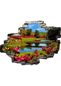Wandtattoo Abnehmbar Natur Schöne Blumen See 3D Zertrümmerte Ansicht Wandaufkleber Poster Schlafzimmer Z589-50x70CM