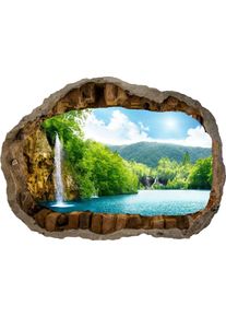 Generic 3D lebendige Wandtattoos Natur, Berge, Wasserfall, See, 3D-Wandaufkleber, Vinyl, 981