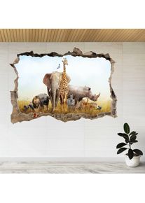 Generic 3D lebendige Wandtattoos Tierdschungel Natur 3D Zertrümmerte Ansicht Wandaufkleber Poster Aufkleber A21