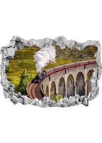 Generic 3D lebendige Wandtattoos Dampfzug Schottland 3d Zertrümmert Wandaufkleber Poster Aufkleber Wandbild