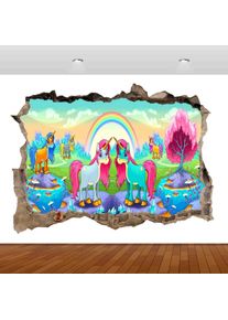 Generic 3D lebendige Wandtattoos Fantasy Enchanted Rainbow Pegasus 3D Wandtattoo Wandaufkleber Poster Vinyl S228