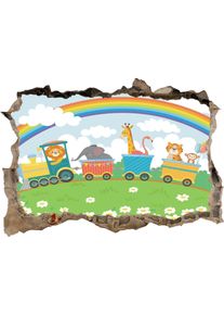 Wandtattoo Rainbow Animals Nursery Play Zoo Train 3D Decal Wall Sticker Poster Vinyl HOME DECOR 50x70CM