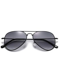 KOOSUFA Bifokale Lesebrille Sonnenbrille Lesesonnenbrille Herren Pilotenbrille Anti-Blaulicht Lesebrillen Metall mit UV-Schutz Sonnenlesebrille Outdoor Lesehilfe Schwarz Grau, 1.0