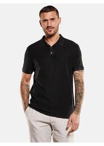emilio adani Herren Polo-Shirt aus Baumwolle schwarz slim fit uni Knopfleiste Gr. XL