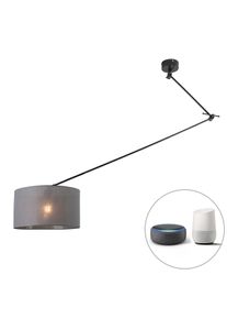 Qazqa Smart hanglamp zwart met kap 35 cm donkergrijs incl. Wifi A60 - Blitz