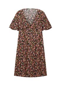 Tom Tailor Denim Damen Kleid mit Blumenmuster, schwarz, Blumenmuster, Gr. XL