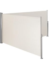 TecTake Aluminium Doppel Seitenmarkise ausziehbar mit Aufrollmechanismus - 180 x 600 cm, beige