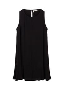 Tom Tailor Damen Plus - Kleid mit Volants, schwarz, Logo Print, Gr. 46