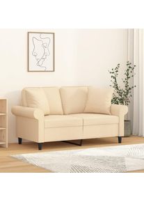 vidaXL 2-Sitzer-Sofa mit Kissen Creme 120 cm Stoff