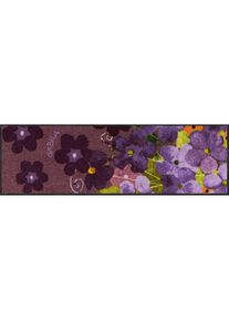 Salonloewe Fußmatte Maggio Viola 35x120 cm Läufer mit Blumenmotiv Flur-Teppich waschbar Schmutzfangmatte lila
