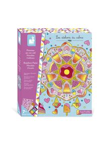 Janod - Mal-Set Regenbogen-Mandala - Les Ateliers du calme - Bastelset für Kinder - 4 Bilder zum Erstellen - Feinmotorik und Konzentration - Ab 7 Jahren, J07992