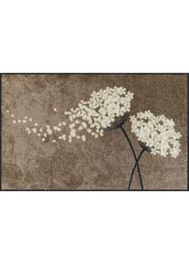 Salonloewe Fußmatte waschbar Wishfull Blossom Taupe 75x120 cm Läufer Schmutzfang-Teppich Eingangs-Matte Blumen