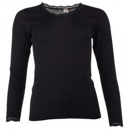 Engel - Women's Shirt L/S mit Spitze - Merinounterwäsche Gr 42/44 schwarz
