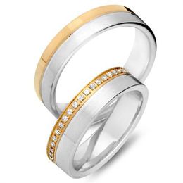 UNIQUE Trauringe 750er Gelb- Weissgold 42 Diamanten