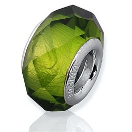 UNIQUE Grüner Glas Bead mit 925 Silber Fassung