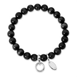 UNIQUE Charm Armband mit Perlen schwarz 15,5 bis 19,5cm