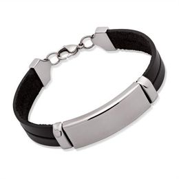 UNIQUE Schwarzes Lederarmband mit Karabinerverschluss