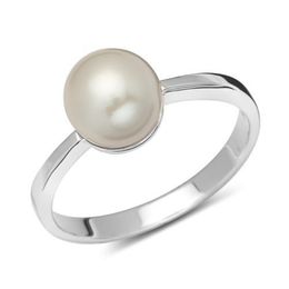 UNIQUE Silberring 925 poliert mit weißer Perle