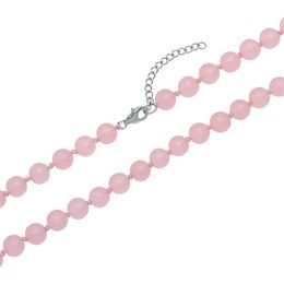 UNIQUE Halskette aus rosa Jadeperlen Silberverschluss