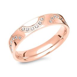 UNIQUE Edelstahl Ring rosé vergoldet mit Steinbesatz