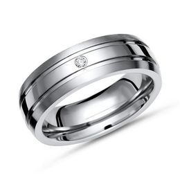 UNIQUE Moderner teilpolierter Ring Titan mit Diamant