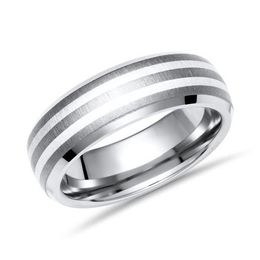 UNIQUE Ring Titan mit Einlage Silbern 6mm matt