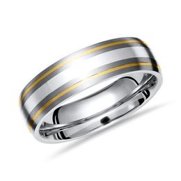 UNIQUE Exklusiver Ring Titan Gold- und Silbereinlagen