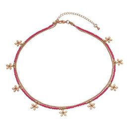 UNIQUE Halskette für Damen pink mit Blüten